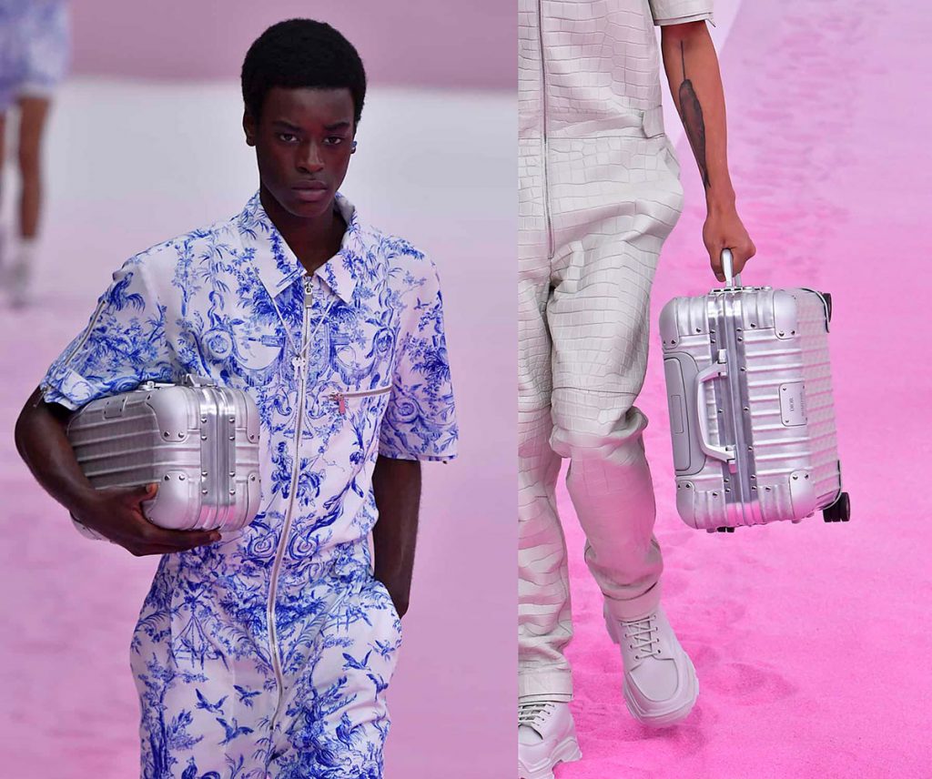 Vali Rimowa hóa thành balo đeo vai trong show Dior Men Xuân Hè 2020