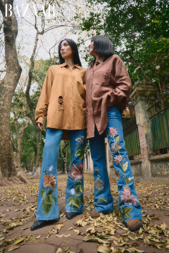 Quần jean thêu “Sắc hương đồng nội" của Chu Gallery