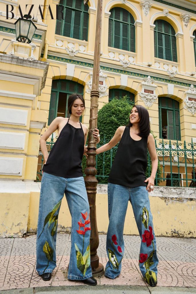 Quần jean thêu “Sắc hương đồng nội" của Chu Gallery