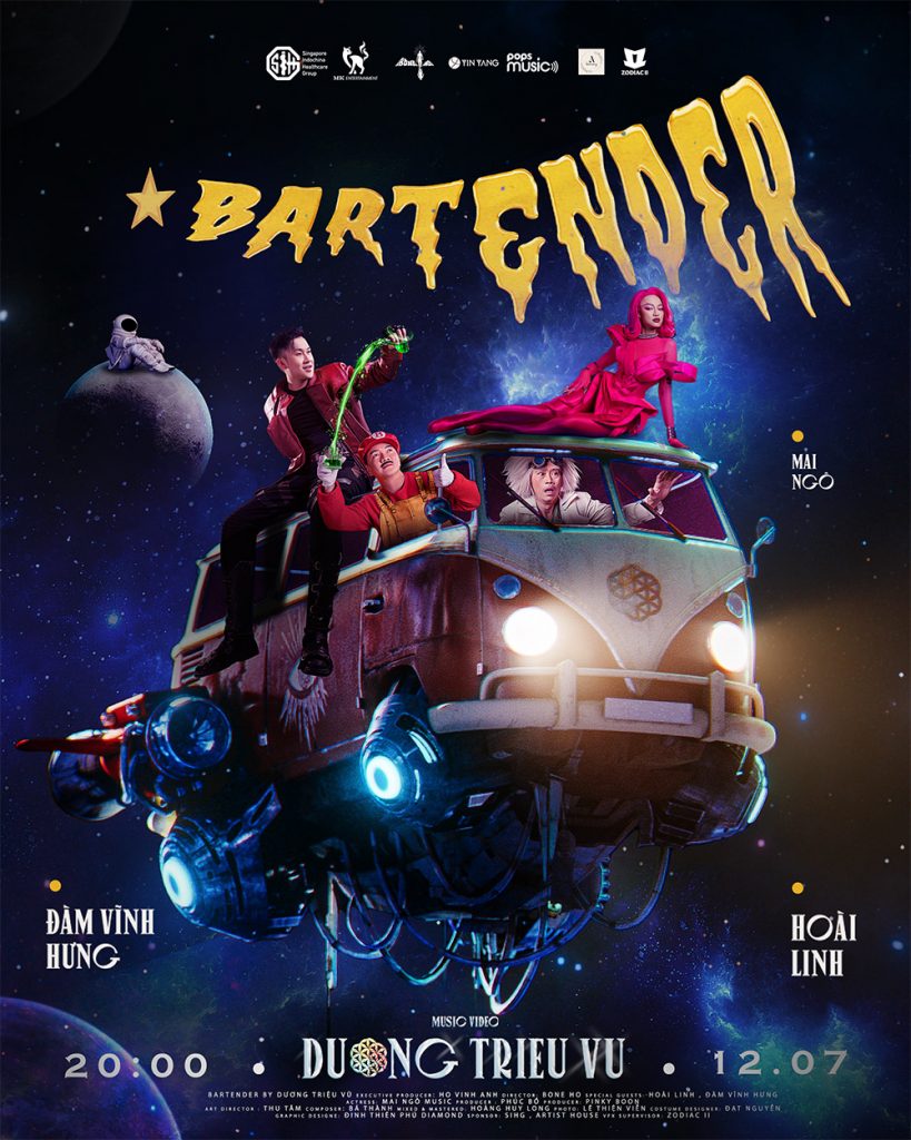 Dương Triệu Vũ, Hoài Linh, Đàm Vĩnh Hưng cosplay trong MV Bartender