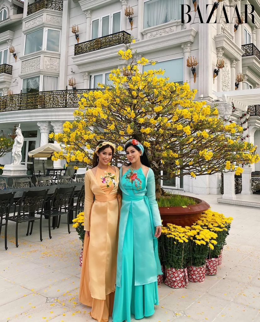 Doanh nhân Lê Hồng Thủy Tiên diện áo dài du xuân cùng con gái