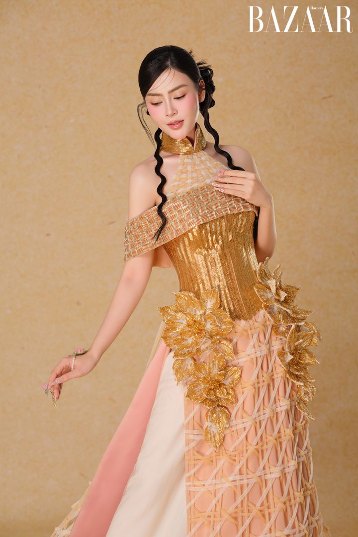 NTK Eric Moon thiết kế áo dài mang cảm hứng mây tre đan | Harper's ...