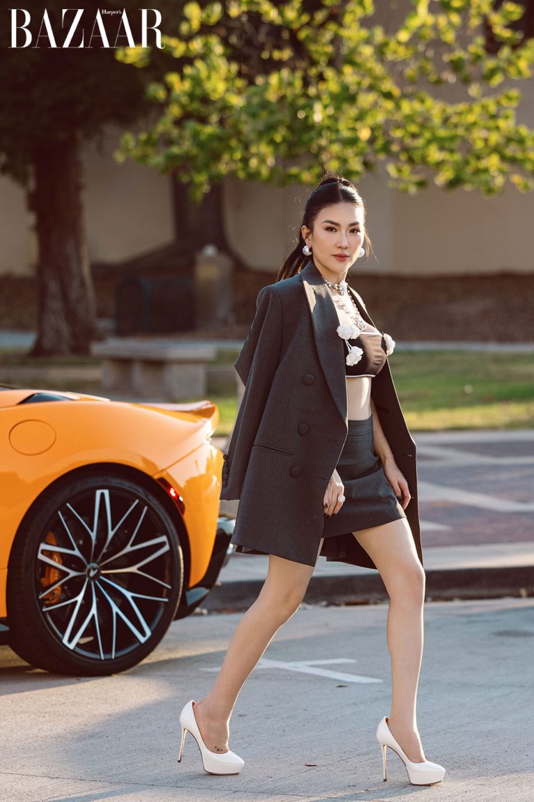 Fashionista Châu Lê Thu Hằng diện thiết kế VUNGOC&SON ở Mỹ