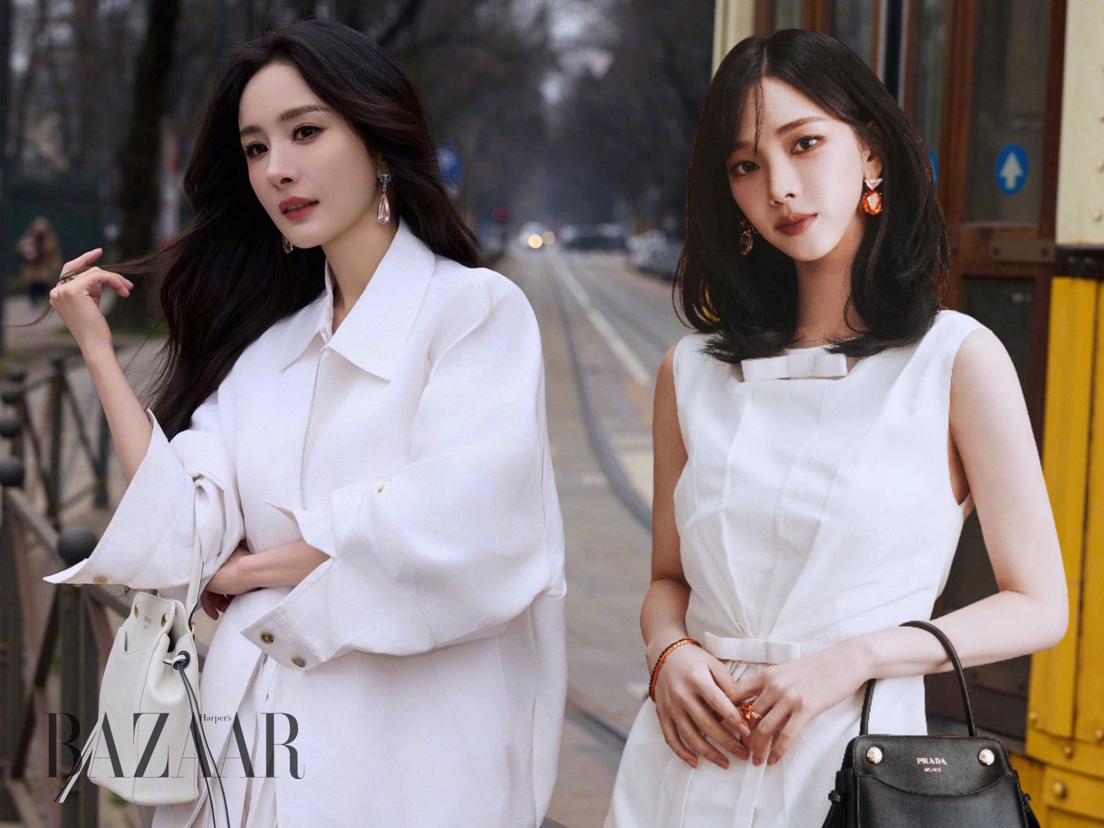 Karina (aespa) và Dương Mịch dùng chung mẫu túi Prada | Harper's Bazaar ...